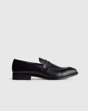 Quince Calfskin Leather Penny Loafer - Black