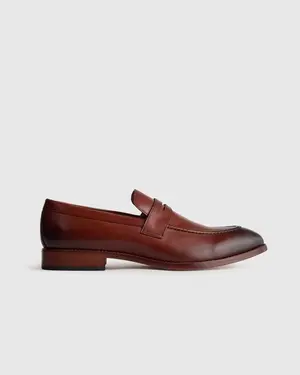 Quince Calfskin Leather Penny Loafer - Brandy