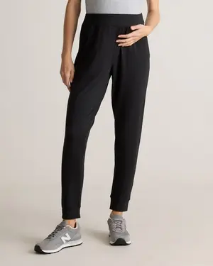 Quince Supersoft Fleece Maternity Joggers - Black