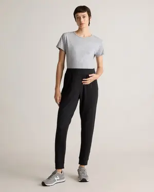 Quince Supersoft Fleece Maternity Joggers - Black