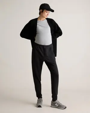 Quince Supersoft Fleece Maternity Joggers - Black