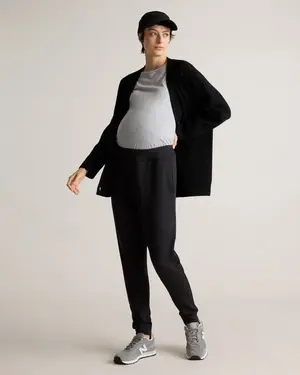 Quince Supersoft Fleece Maternity Joggers - Black