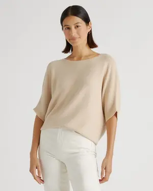 Quince Cotton Cashmere Sweater - Heather Oatmeal