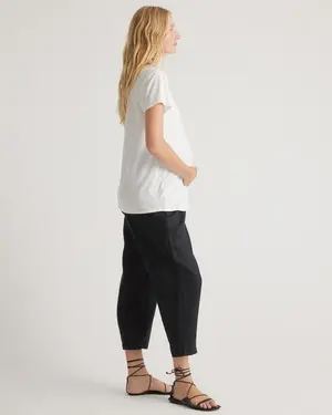 Quince Cotton Modal Maternity Crew Neck T-shirt - White/black