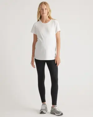 Quince Cotton Modal Maternity Crew Neck T-shirt - White/black