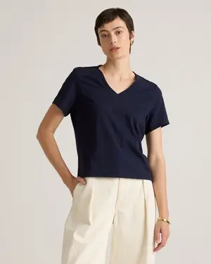 Quince Boxy V-neck T-shirt - Deep Navy