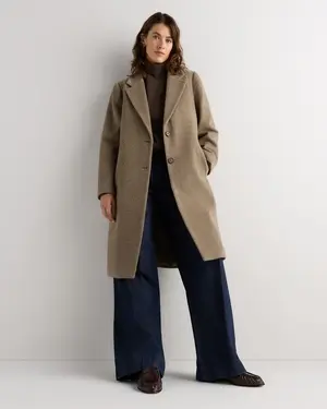 Quince Wool Cashmere Blazer Coat Brown Herringbone