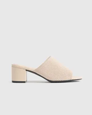 Quince Italian Leather & Eco Knit Heeled Mule - Almond