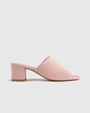 Quince Italian Leather & Eco Knit Heeled Mule - Shell Pink