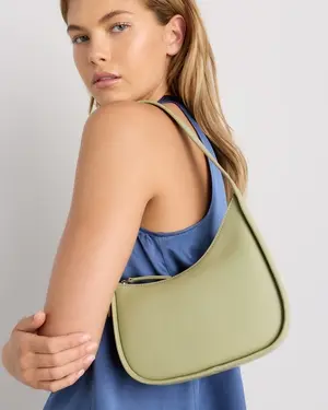 Quince Italian Leather Asymmetrical Mini Shoulder Bag - Tea Green
