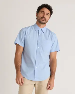 Quince Stretch Poplin Short Sleeve Shirt - Light Blue