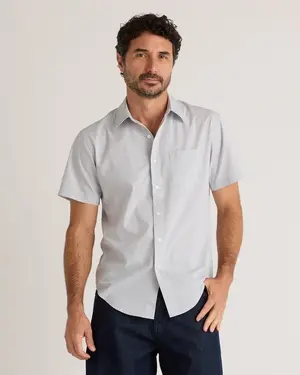 Quince Stretch Poplin Short Sleeve Shirt - Light Grey