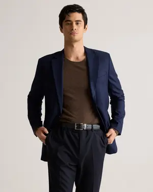 Quince Stretch Wool Blazer - Navy