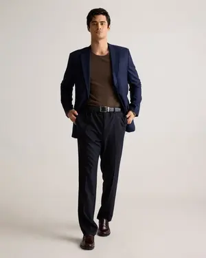 Quince Stretch Wool Blazer - Navy