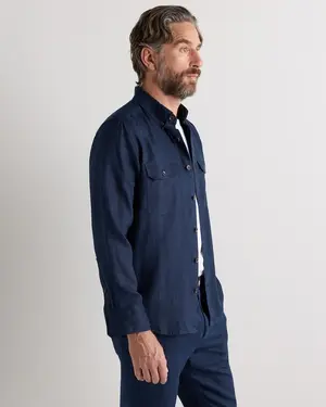 Quince 100% European Linen Utility Shirt - Deep Navy