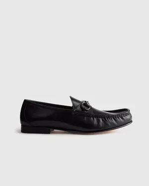 Quince Calfskin Leather Horsebit Loafer - Black