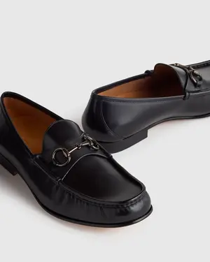 Quince Calfskin Leather Horsebit Loafer - Black