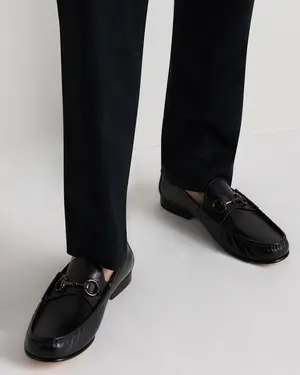 Quince Calfskin Leather Horsebit Loafer - Black