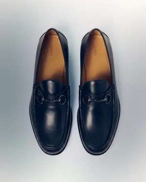 Quince Calfskin Leather Horsebit Loafer - Black