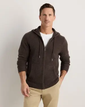 Quince Cashmere Full-zip Hoodie - Heather Truffle Brown