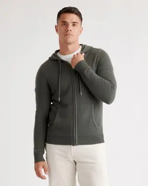 Quince Cashmere Full-zip Hoodie - Moss