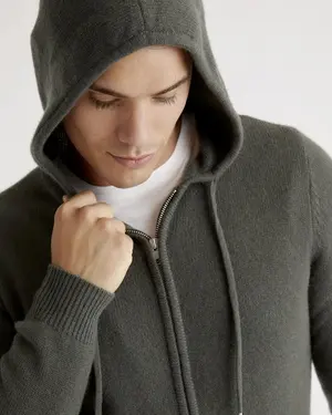 Quince Cashmere Full-zip Hoodie - Moss