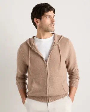 Quince Cashmere Full-zip Hoodie - Oatmeal