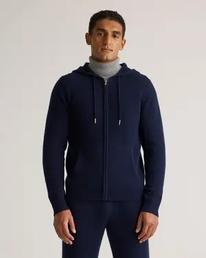 Quince Cashmere Full-zip Hoodie - True Navy