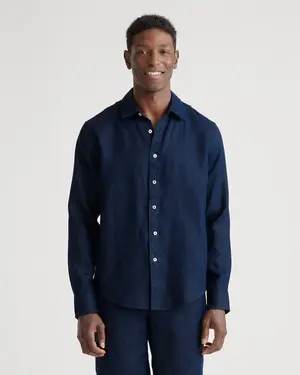 Quince 100% European Linen Relaxed Long Sleeve Shirt - Deep Navy