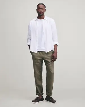 Quince 100% European Linen Relaxed Long Sleeve Shirt - White