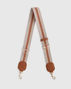 Quince Adjustable Webbing Strap - Taupe/cognac