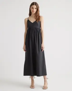 Quince Organic Cotton Maxi Dress - Black