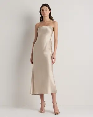 Quince Strapless Midi Dress - Champagne