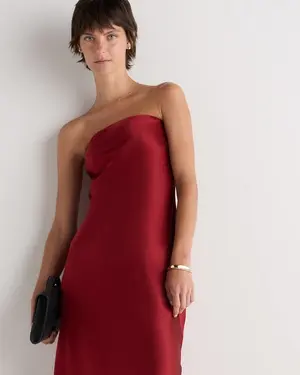 Quince Strapless Midi Dress - Clay Red