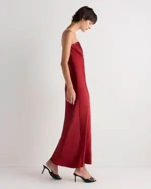 Quince Strapless Midi Dress - Clay Red