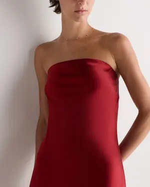 Quince Strapless Midi Dress - Clay Red