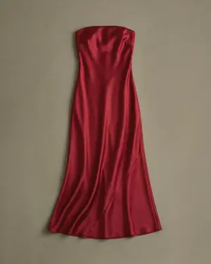 Quince Strapless Midi Dress - Clay Red