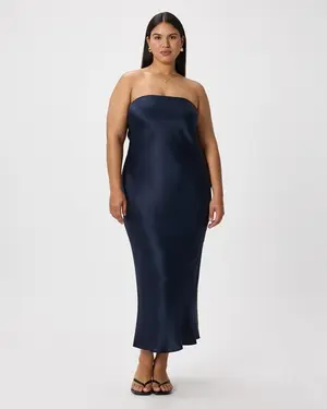 Quince Strapless Midi Dress - Navy