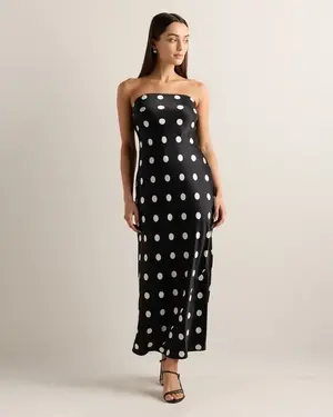 Quince Quince Strapless Midi Dress Noir Large Dot