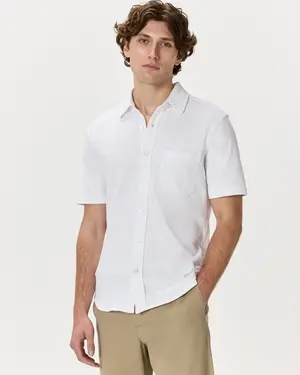 Quince Slub Short Sleeve Button Up Shirt - Classic White
