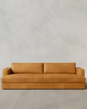 Quince Sierra Curved Arm Leather Sofa Scotch