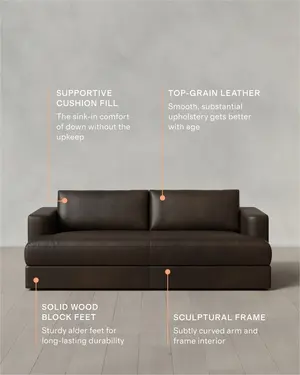 Quince Sierra Curved Arm Leather Sofa - Smoke