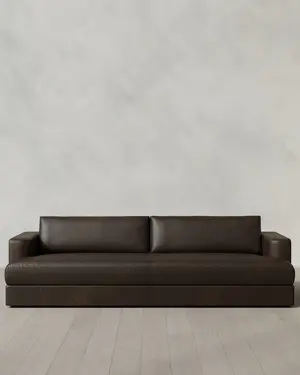 Quince Sierra Curved Arm Leather Sofa - Smoke