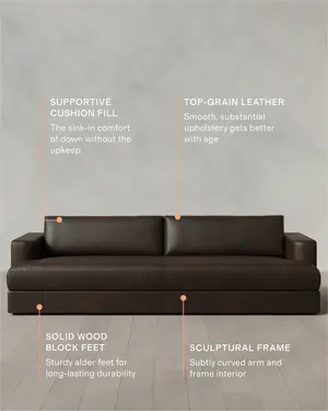 Quince Sierra Curved Arm Leather Sofa - Smoke