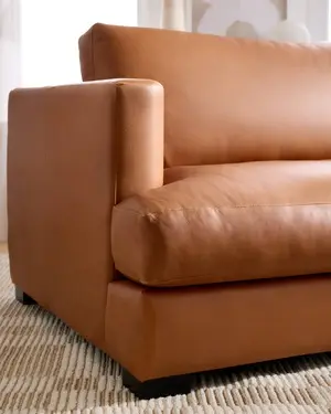 Quince Sierra Curved Arm Leather Sofa - Smoke