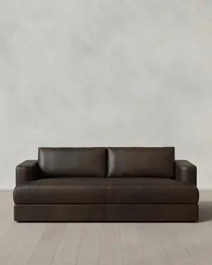 Quince Sierra Curved Arm Leather Sofa - Smoke