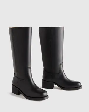 Quince Italian Leather Block Heel Boots