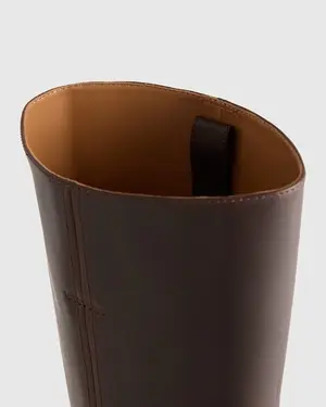 Quince Italian Leather Block Heel Boots - Coffee Bean