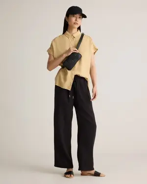 Quince Italian Leather Handwoven Box Belt Bag - Black