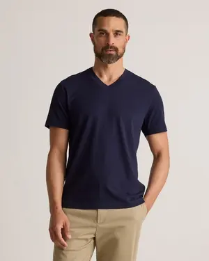 Quince 100% Pima Cotton Luxe Touch V-neck T-shirt - Deep Navy